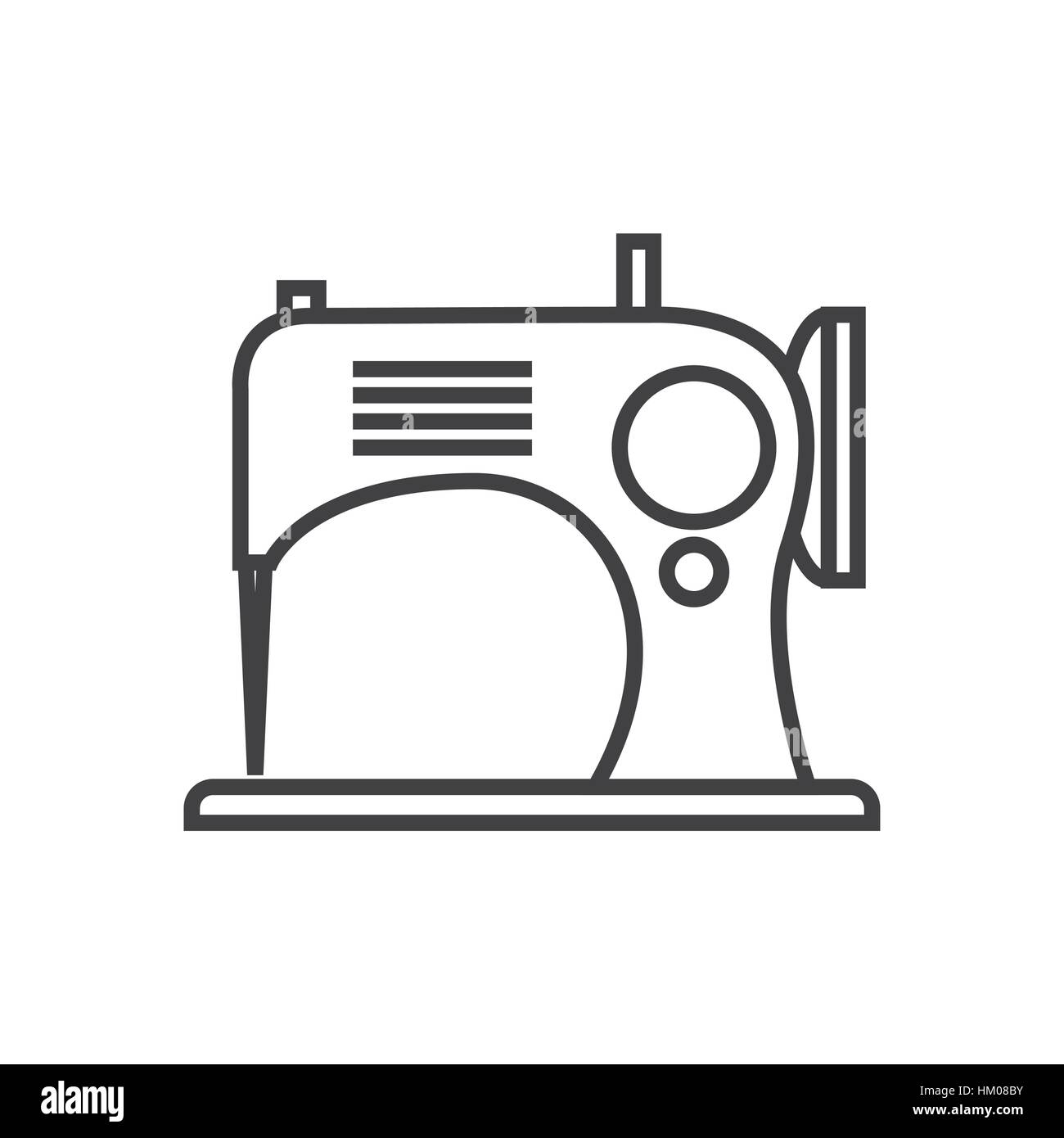 sewing machine icon over white background. tailor shop design. vector ...