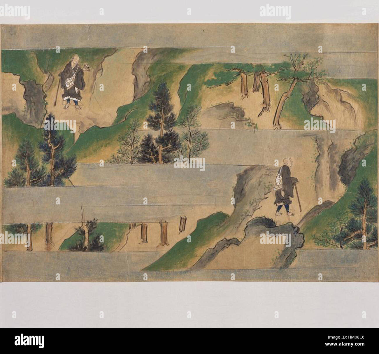 This image from the Kiyomizudera engi emaki scroll depicts scenes from ...