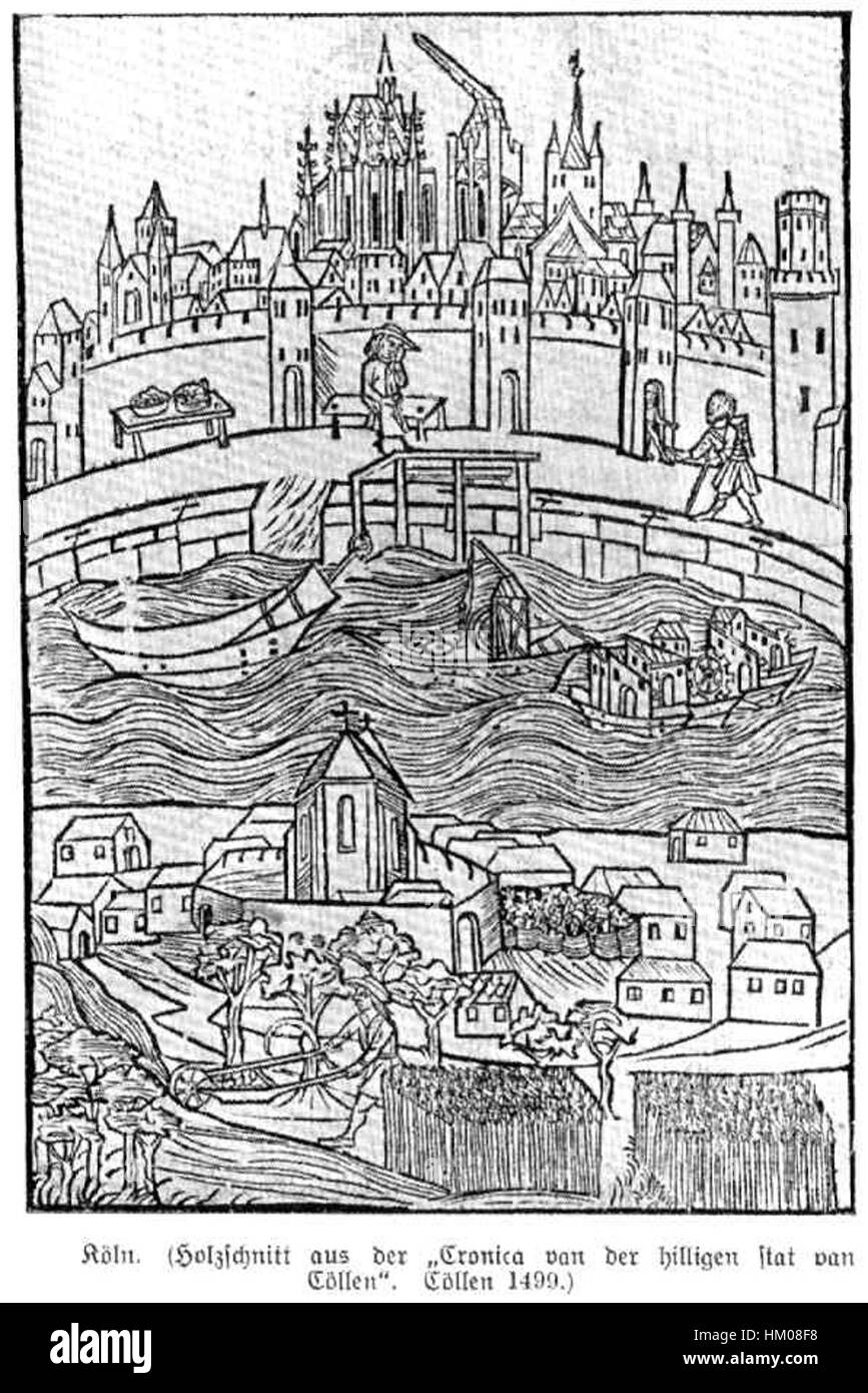 'Koeln 1499' is a historical depiction of Cologne (Koeln) from the late ...