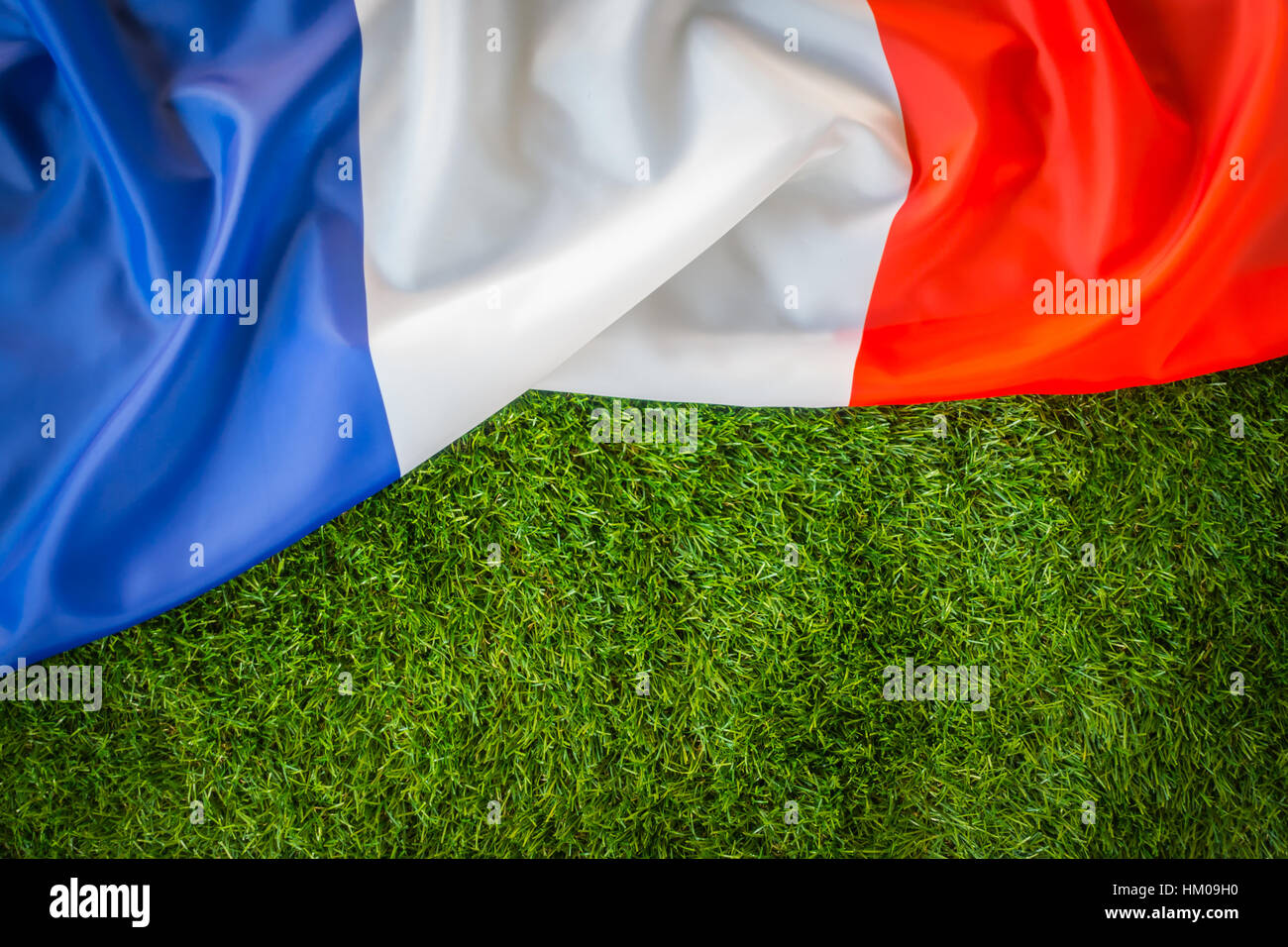 Flags of France on green grass Stock Photo - Alamy