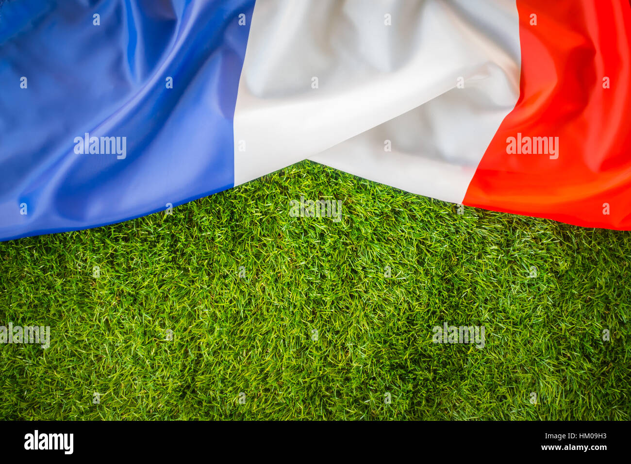 Flags of France on green grass Stock Photo - Alamy