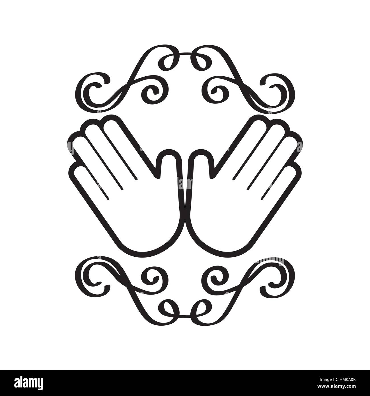 vintage frame with hands icon over white background. vector ...