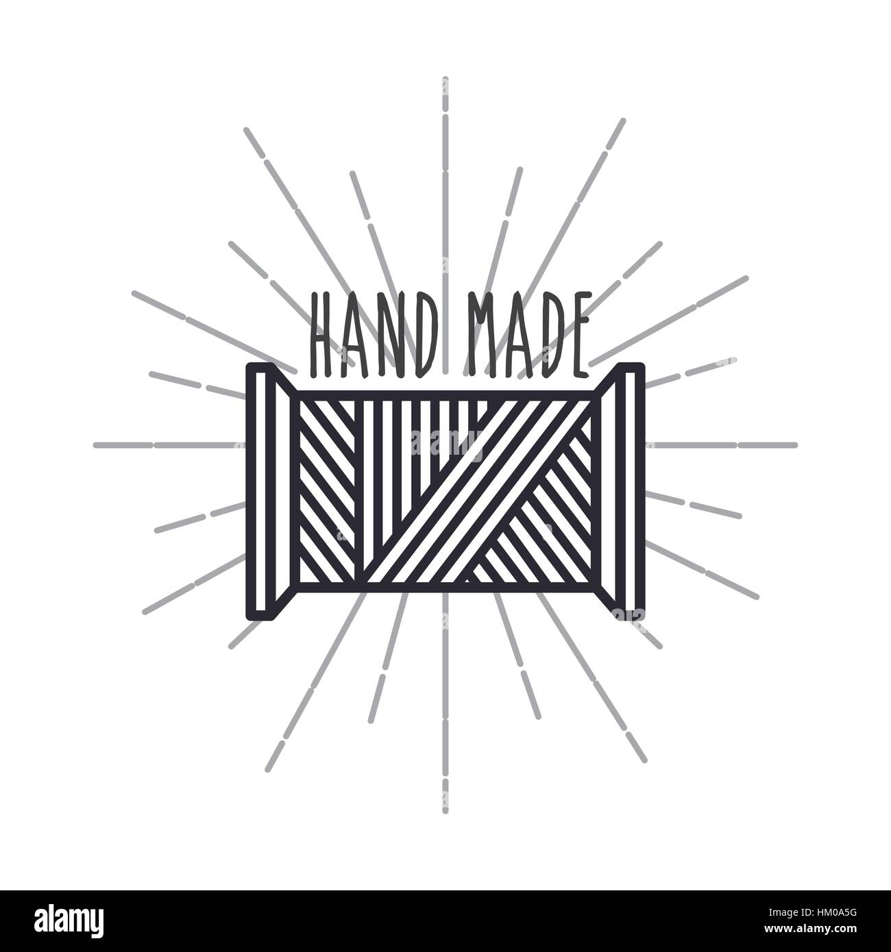 emblem of hand made concept with Thread Spool icon over white ...