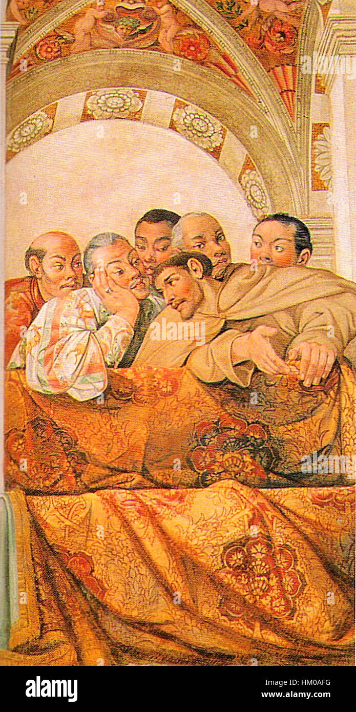 An oil painting of Hasekura Tsunenaga, a samurai diplomat, depicting ...