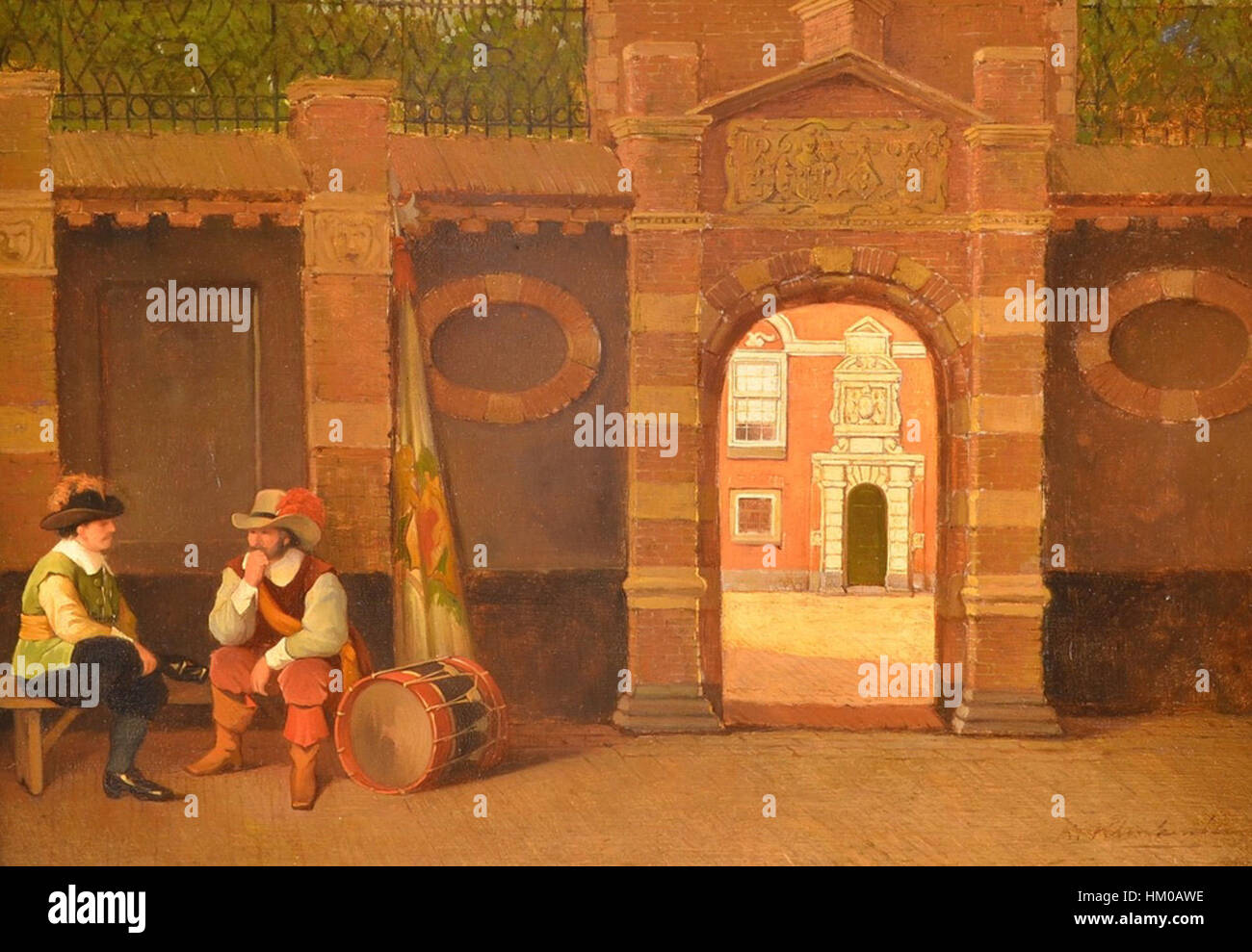 The painting 'Het Hofje van Floris van Dam' illustrates a traditional ...