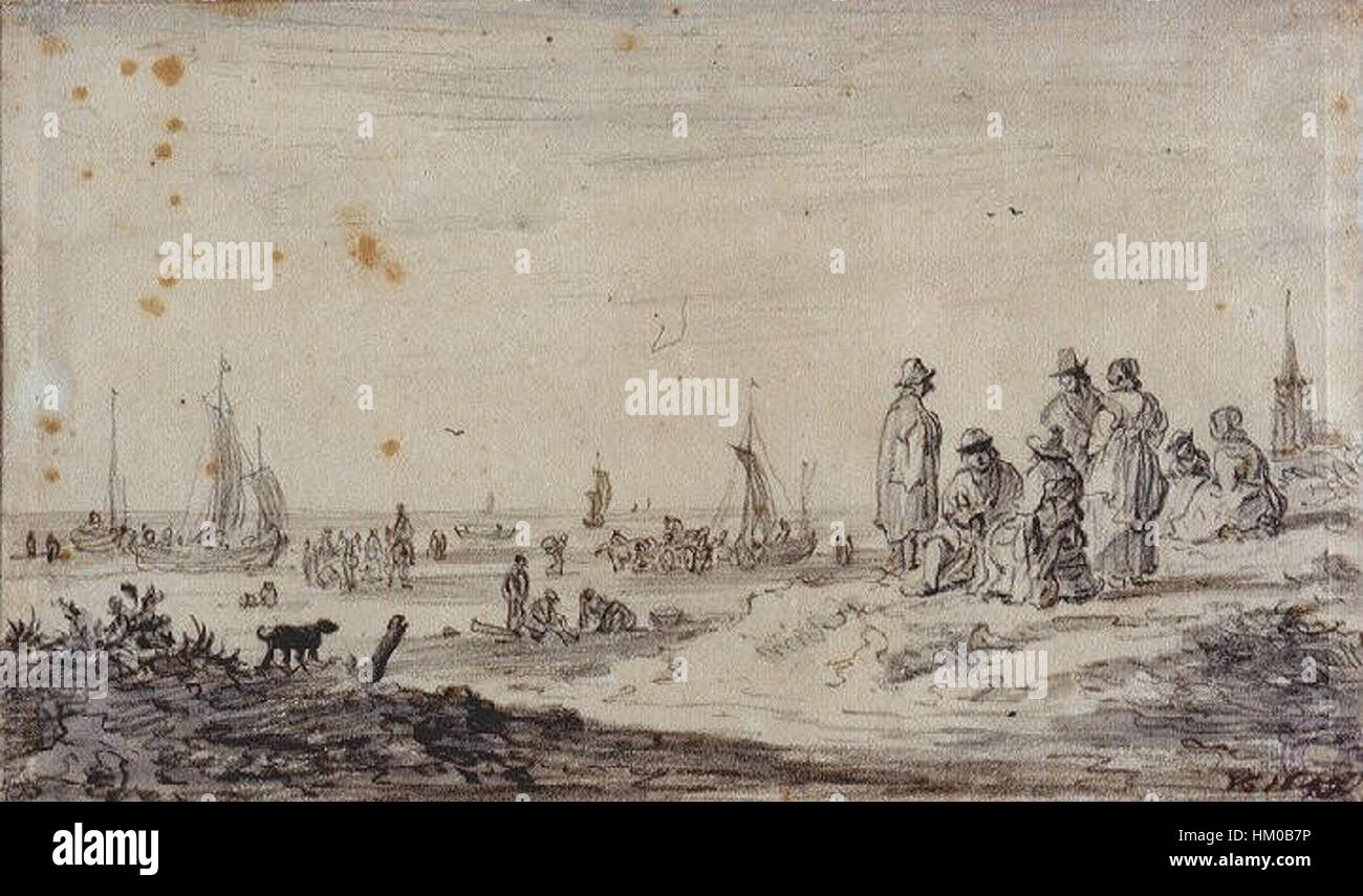 A 1645 sketch by Dutch artist Jan van Goyen, featuring a landscape ...