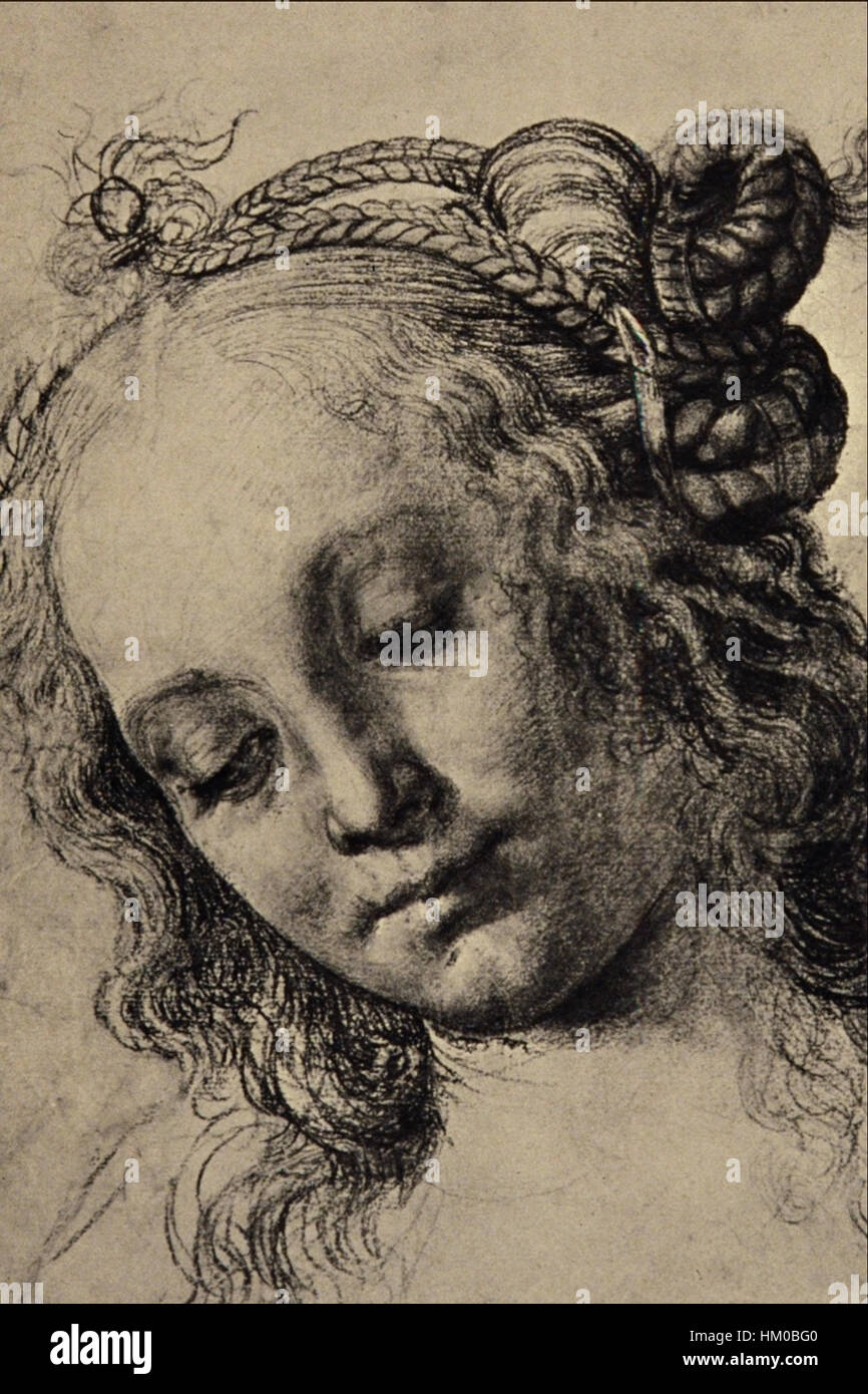 *Head of a Woman with Elaborate...* by Andrea del Verrocchio is a ...