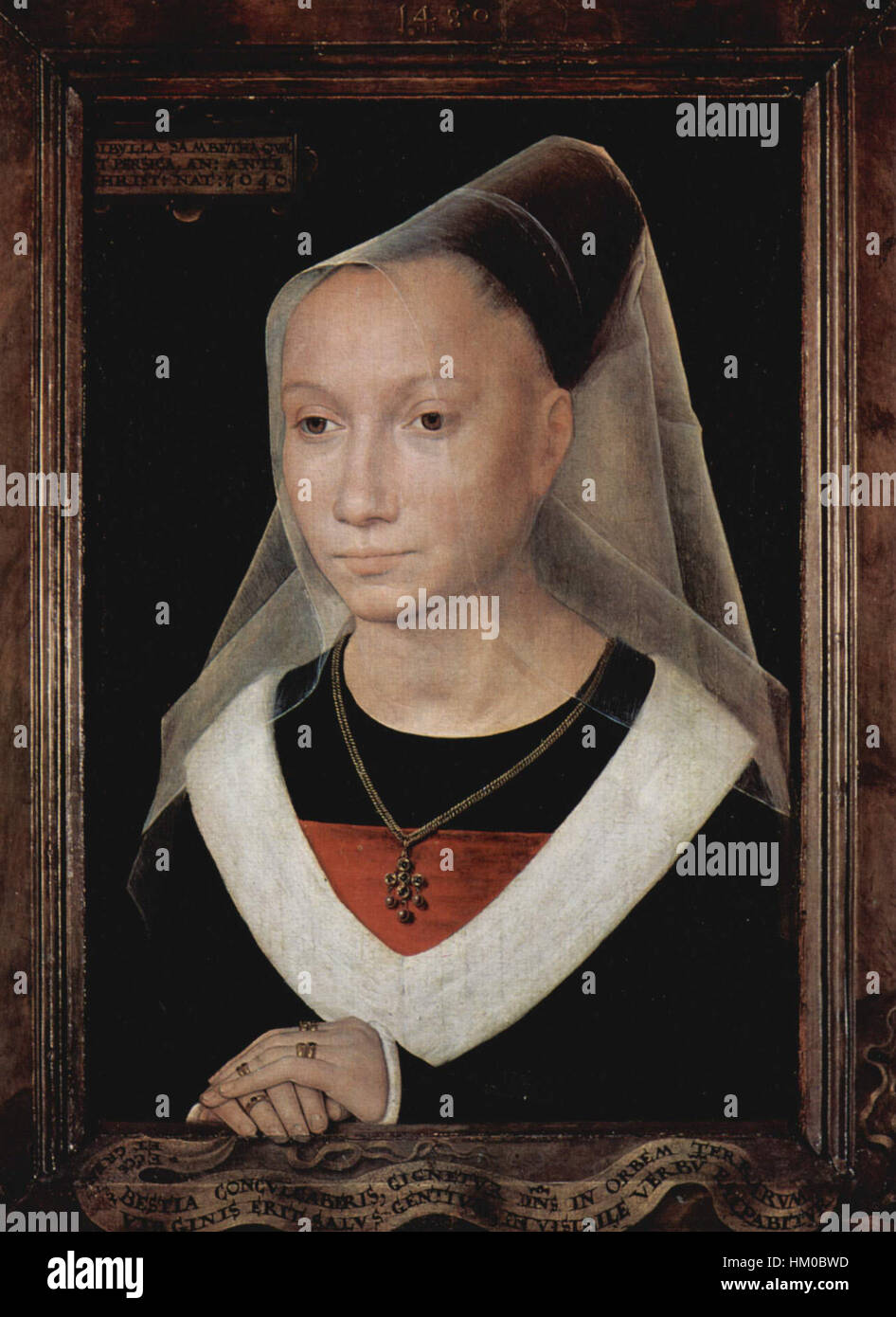 This artwork by Hans Memling features a detailed religious scene ...