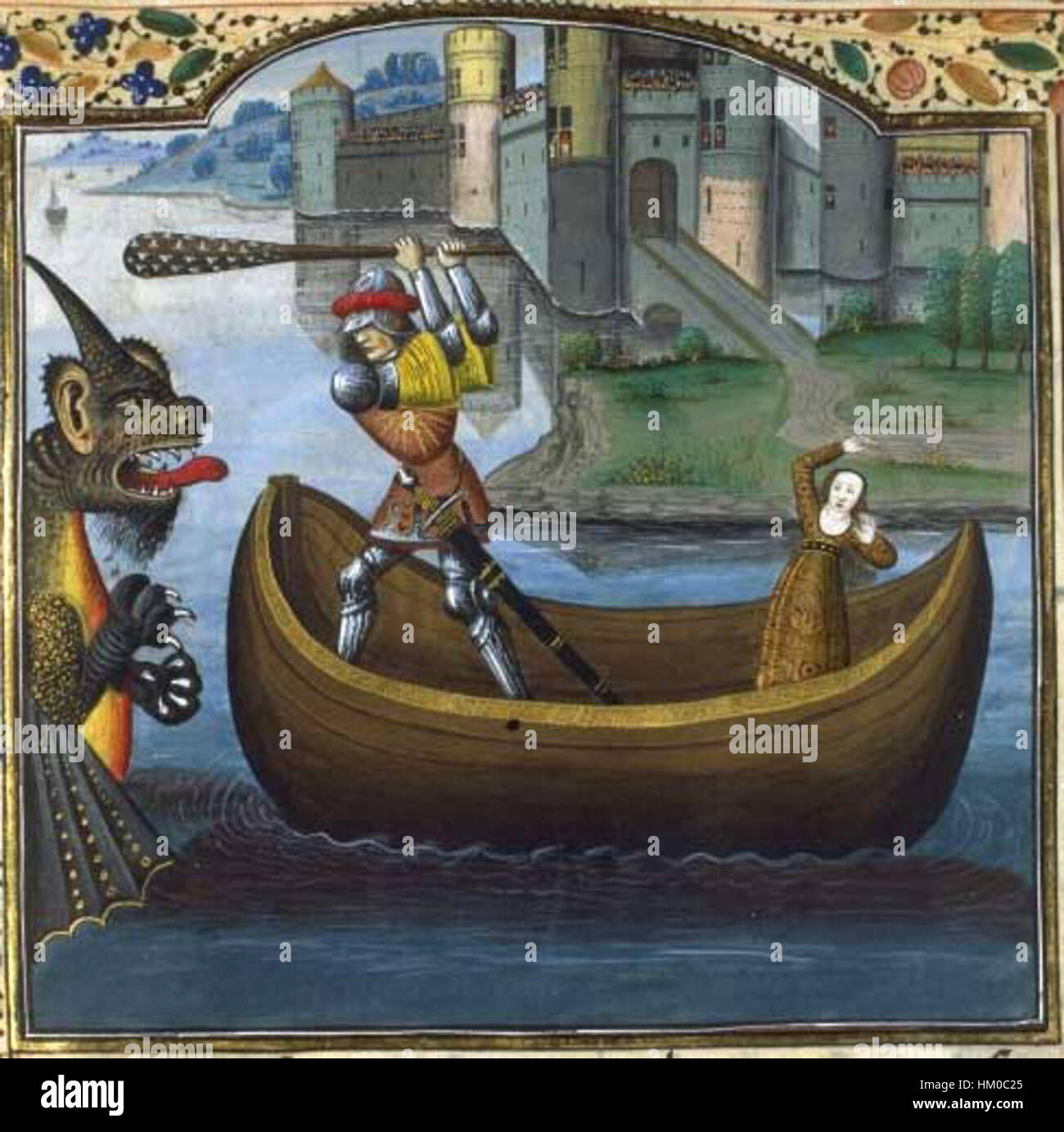 A mythological painting depicting the Greek hero Hercules and the sea ...