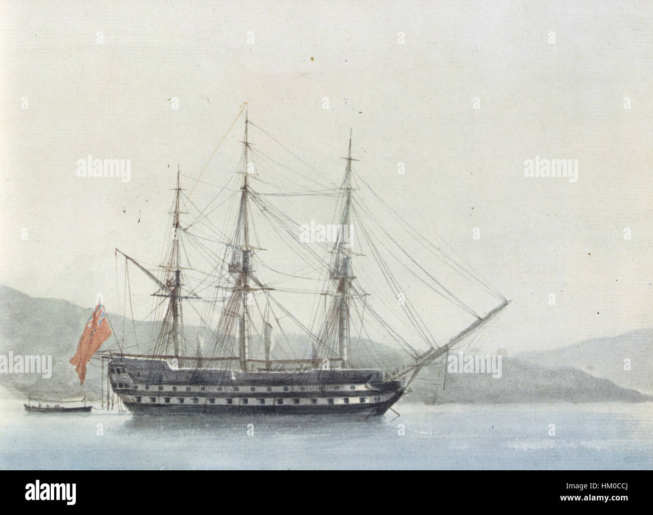 A painting of the *HMS Fame*, a British naval ship, created by Antoine ...