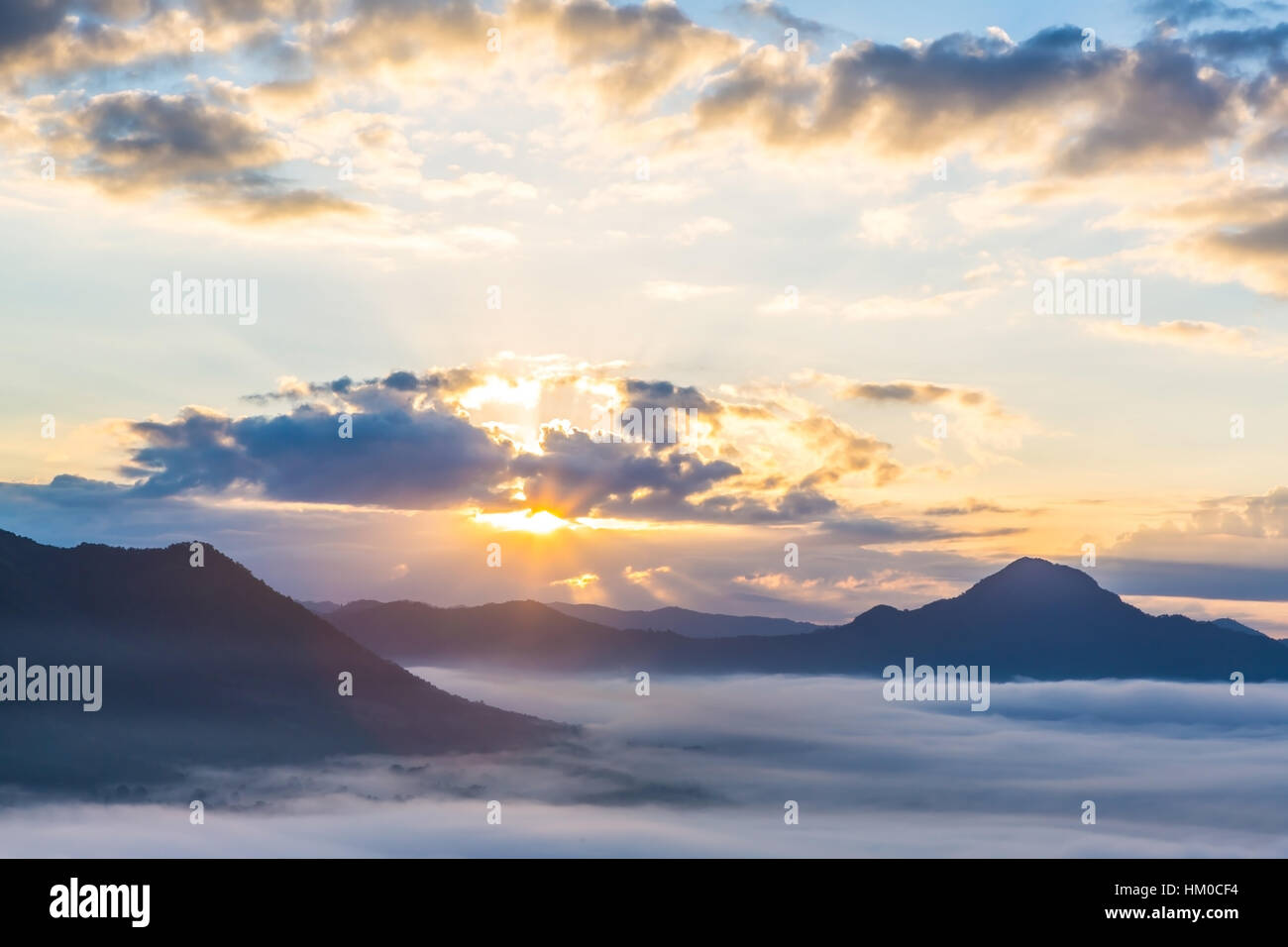 Fog and cloud mountain landscape ( HDR processing effect Stock Photo - Alamy