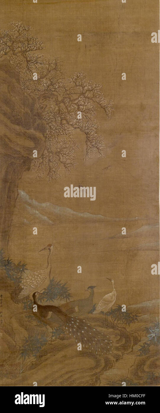 This traditional Chinese painting by Hsiu Mu Chu Shih depicts a serene ...