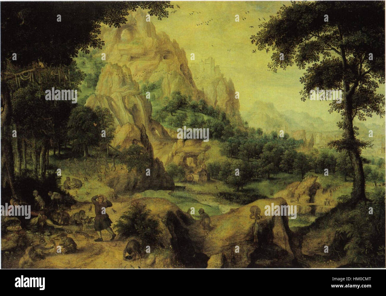 A piece of artwork by Herri Met de Bles, known for his detailed oil ...