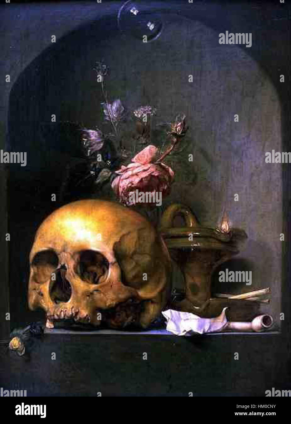 A vanitas painting by Hendrick Andriezsoon, depicting symbolic imagery ...