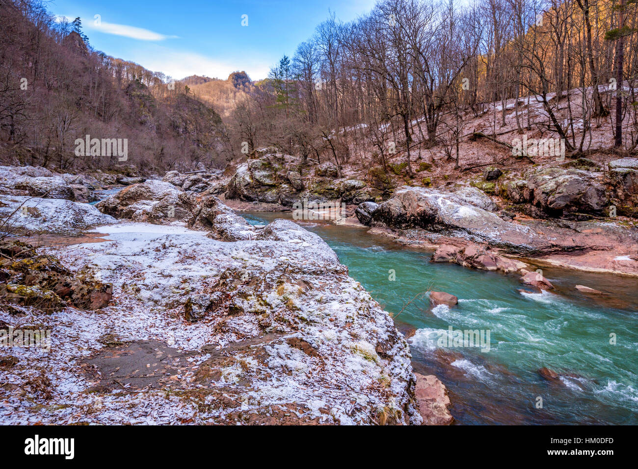 Landscape with mountain river and forest Stock Photo - Alamy