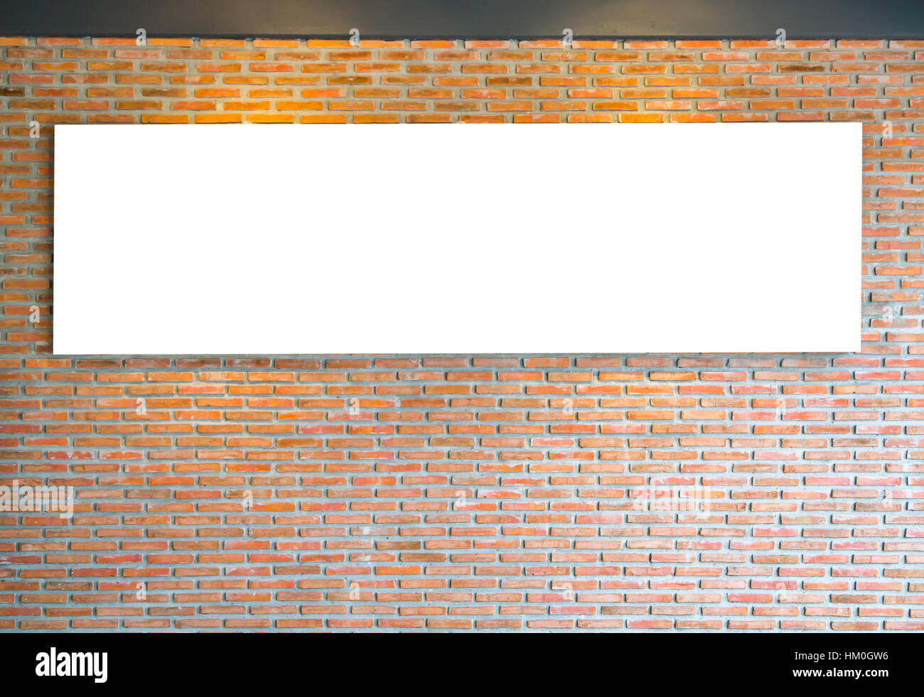 Blank black sign on brick wall Stock Photo - Alamy