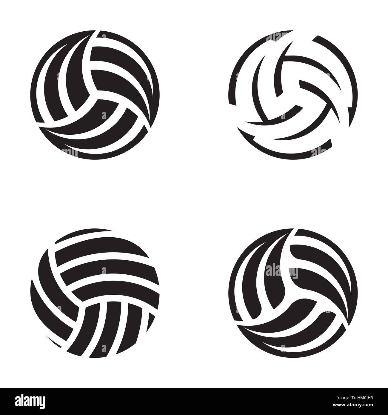 Set of black vector volleyball ball abstract icons Stock Vector Image ...
