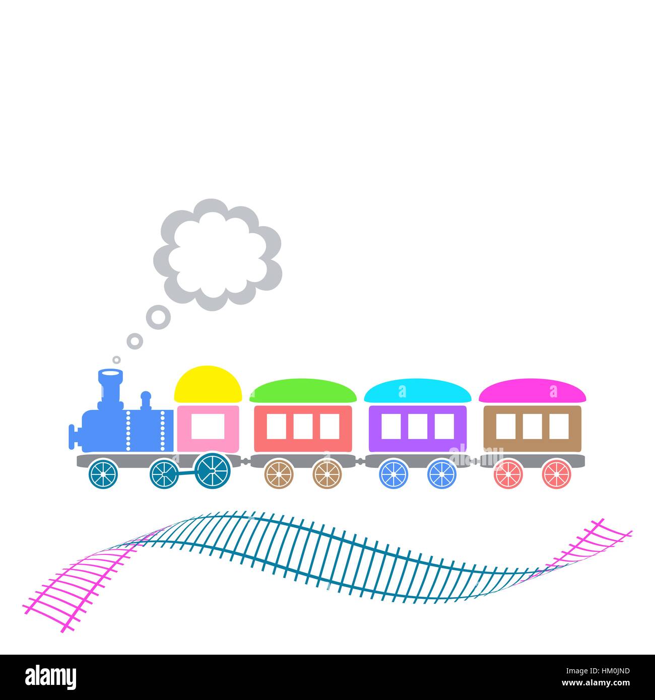 Cute colorful retro train with waved track isolated Stock Vector Image ...