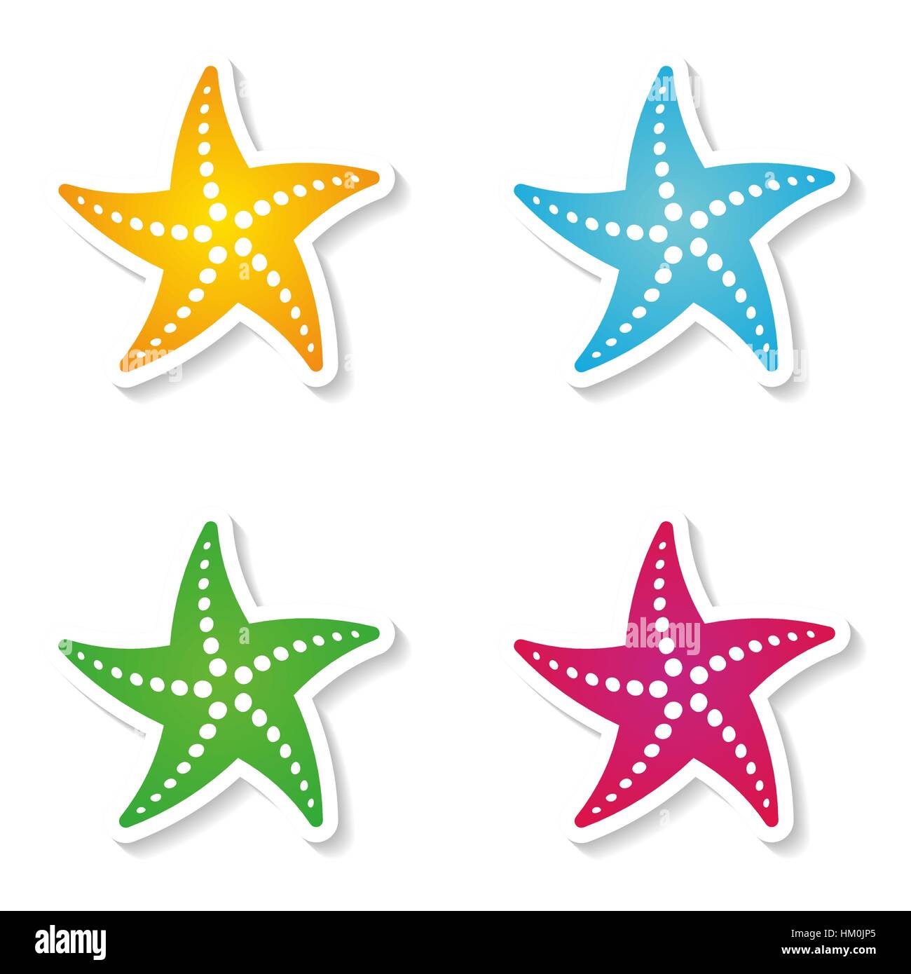 Colorful vector starfish icons isolated on white background Stock ...