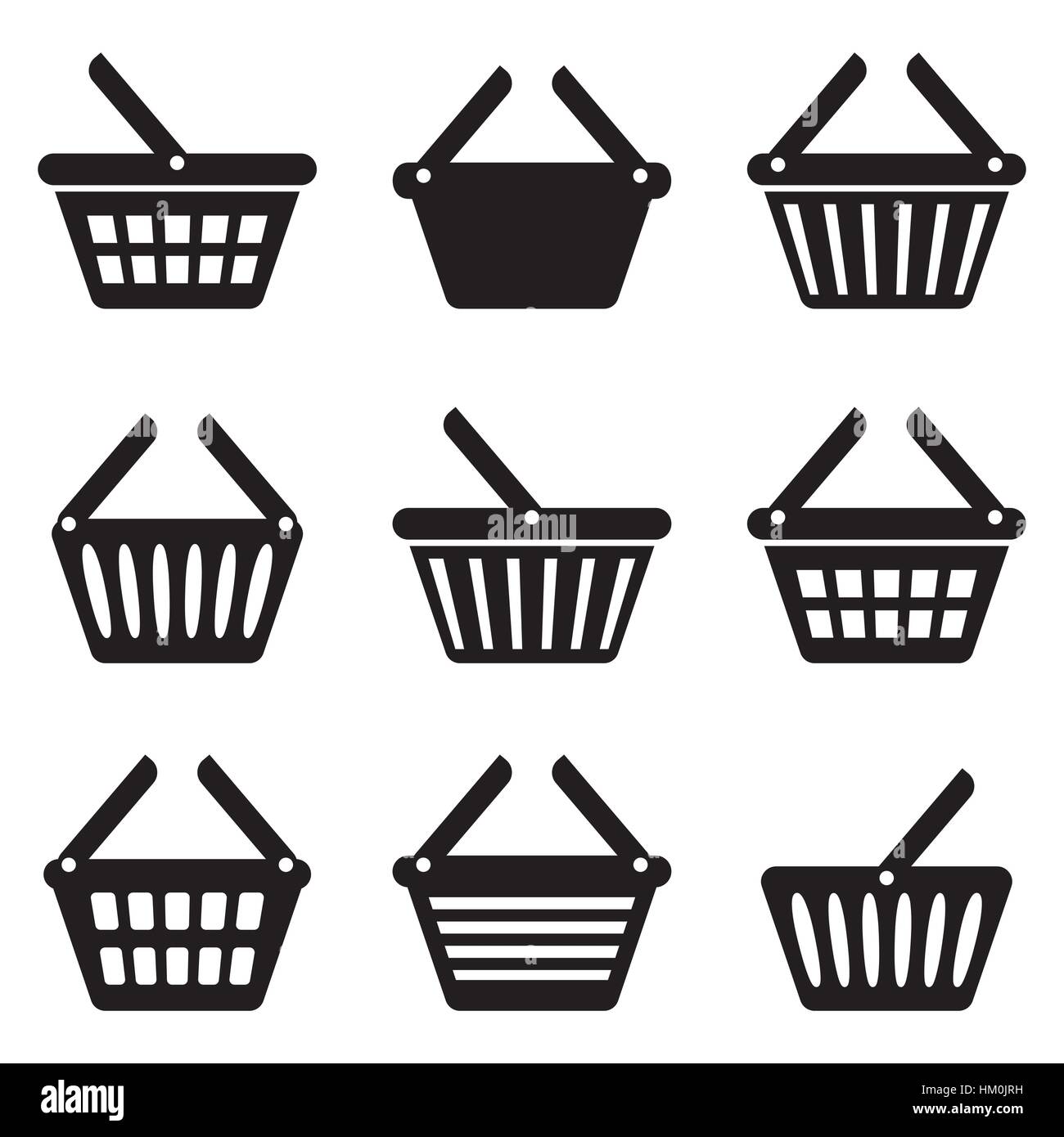 Black shopping basket icons collection Stock Vector Images - Alamy