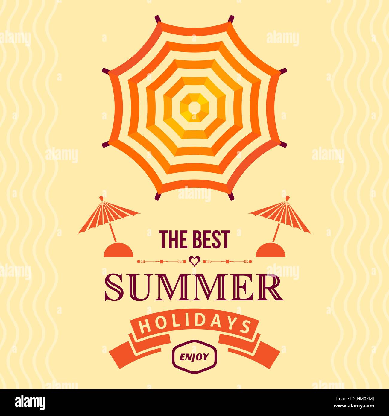 Orange summer holidays poster design with sun umbrella Stock Vector ...