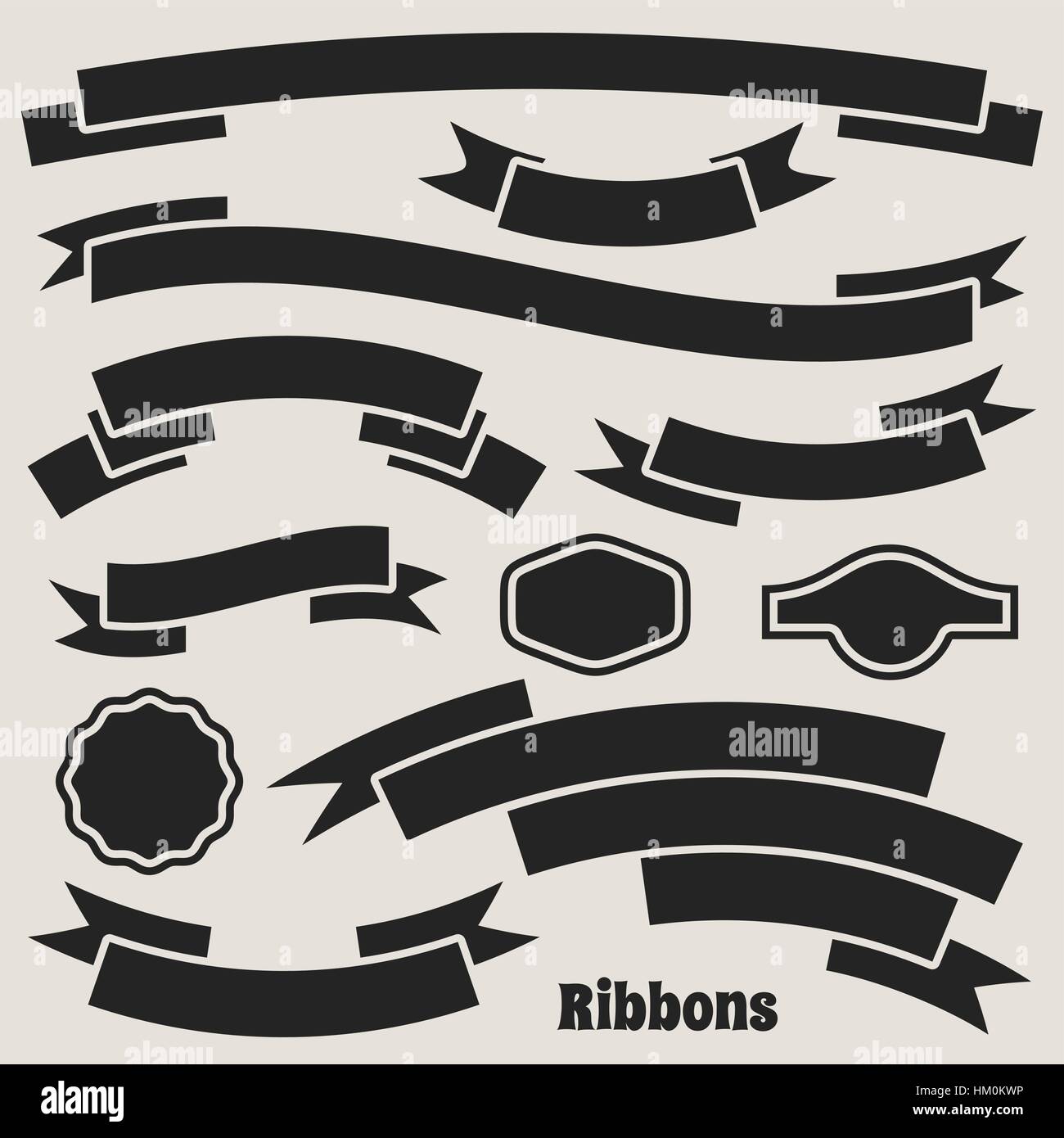 Black vintage ribbon banners collection vector illustration Stock ...