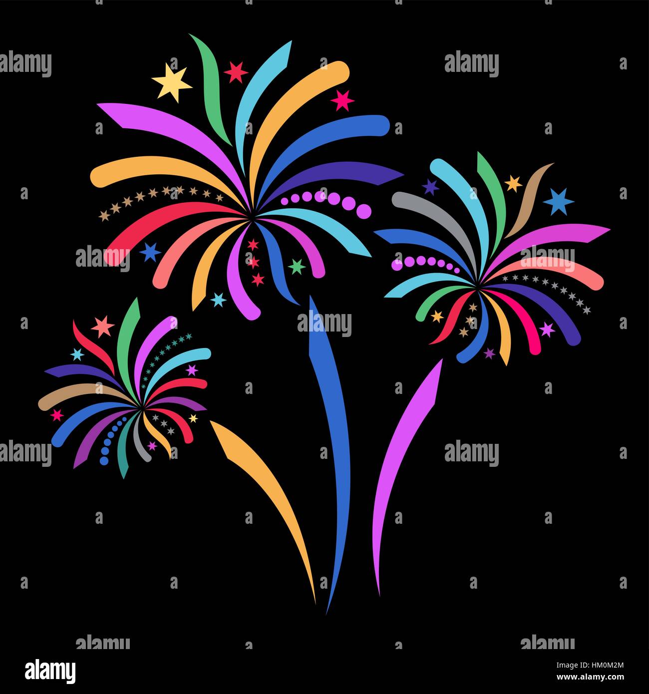 Beautiful colorful vector firework isolated on black background Stock ...