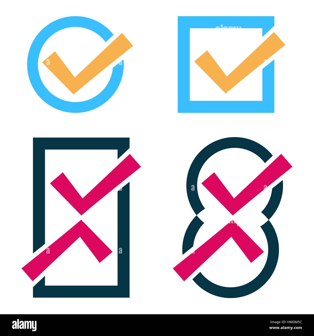 Set of four colorful vector tick icons isolated Stock Vector Image ...