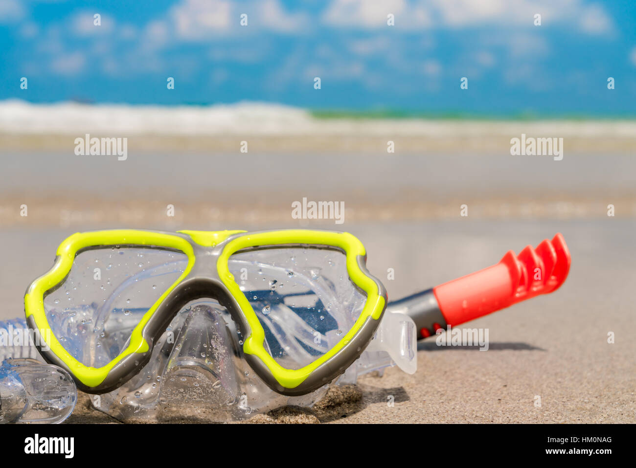 Scuba Diving Equipment On The White Sea Sand Beach Stock Photo - Alamy