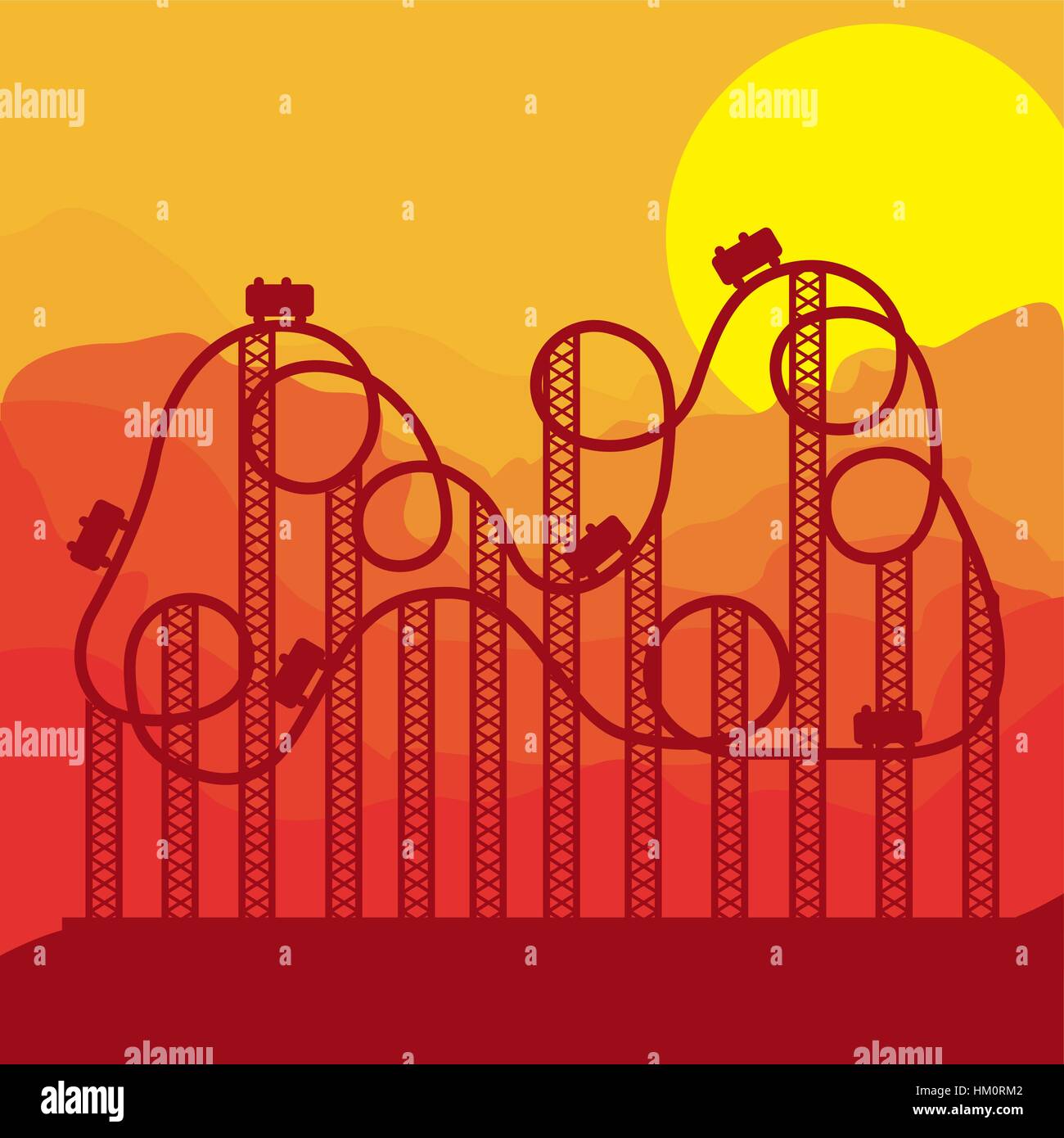 background roller coaster in amusement park vector illustration Stock ...