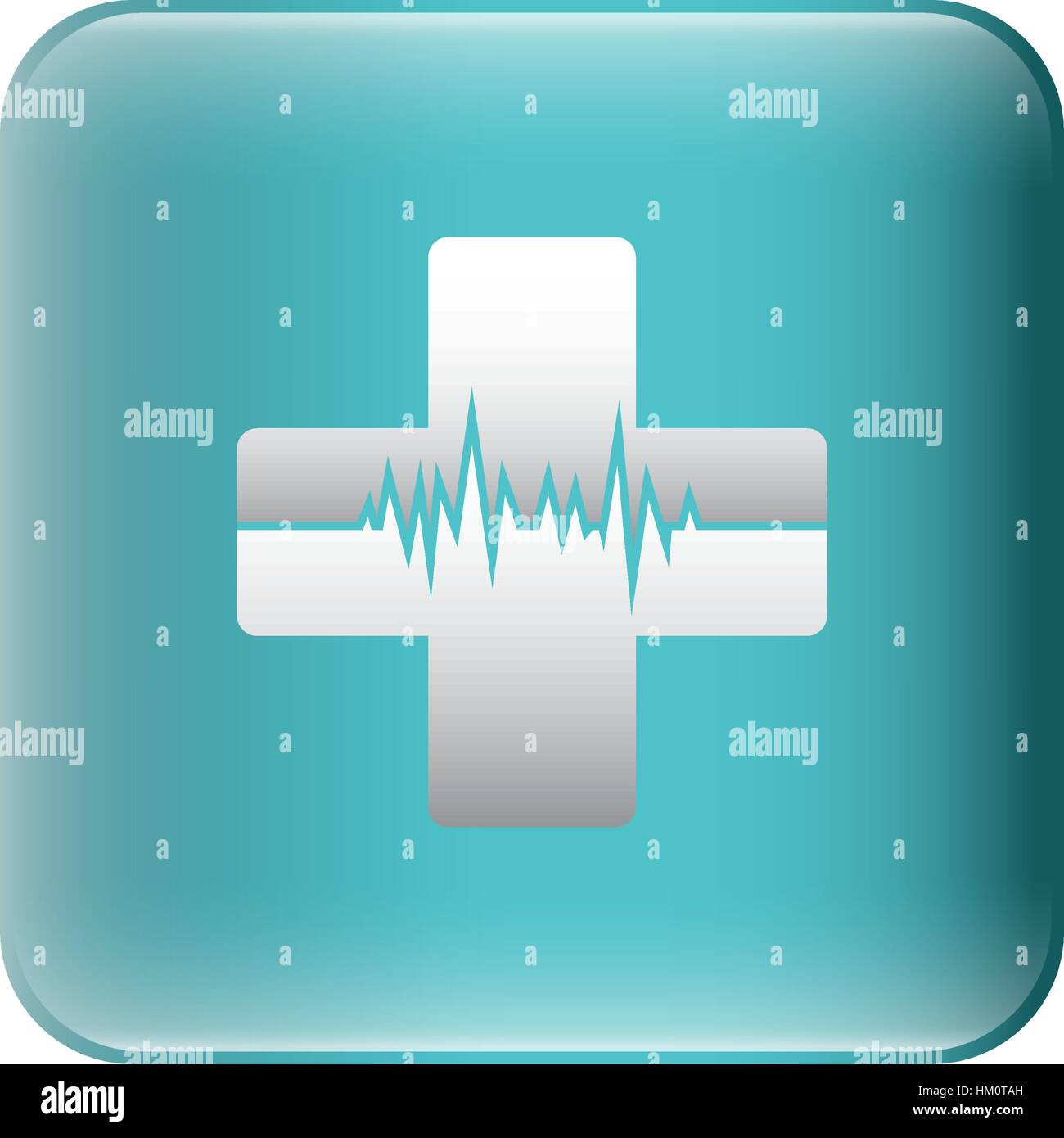 color silhouette with square with cross with line of vital sign vector ...