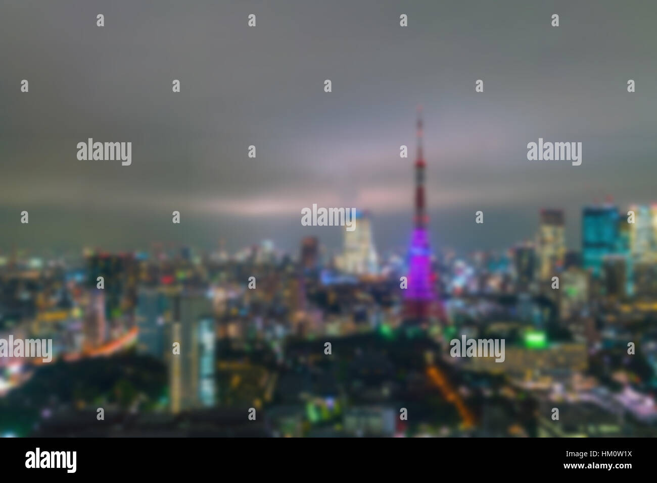 Abstract blur Aerial view bokeh lights, Tokyo city, Japan Stock Photo ...
