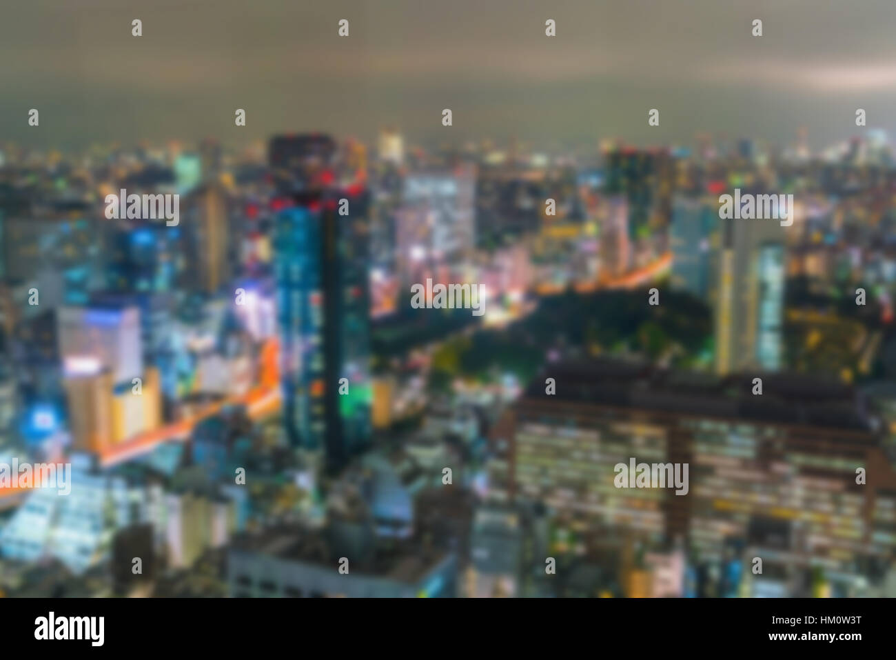 Abstract blur Aerial view bokeh lights, Tokyo city, Japan Stock Photo ...