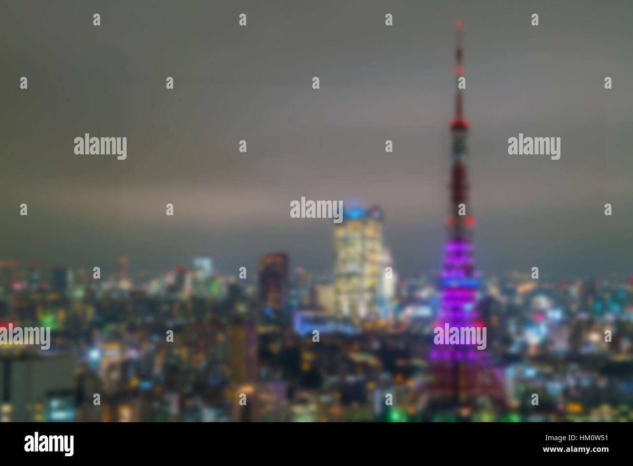 Abstract blur Aerial view bokeh lights, Tokyo city, Japan Stock Photo ...