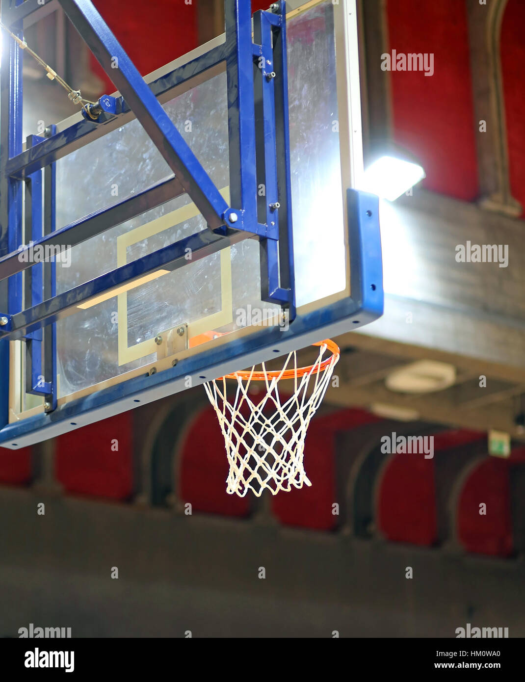 Basket and backboard inside the basketball cour to play basketball ...