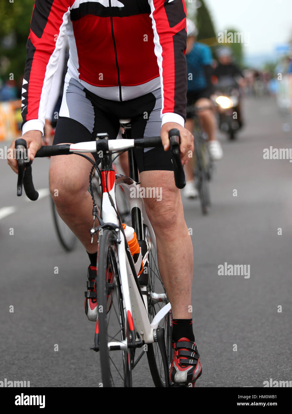 Athlete Cyclist during the sprint to win the stage of the cycling race ...