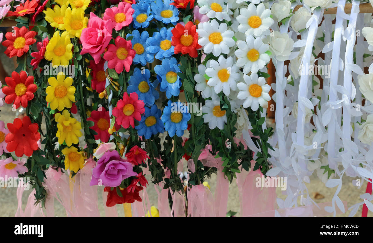 Coloured headbands for hair and flowers to decorate the hairstyle for ...
