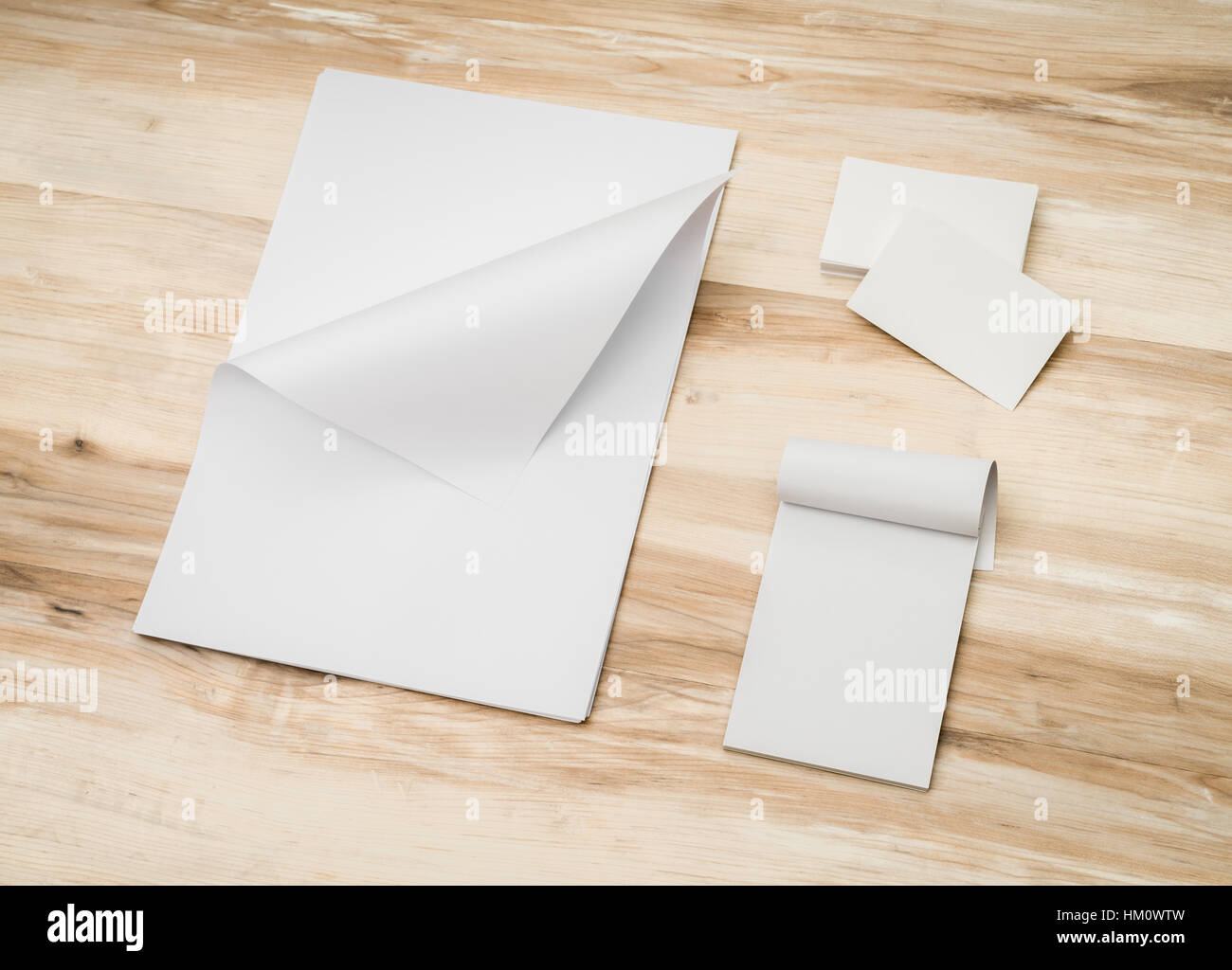 Name card and White template paper on wooden background Stock Photo - Alamy