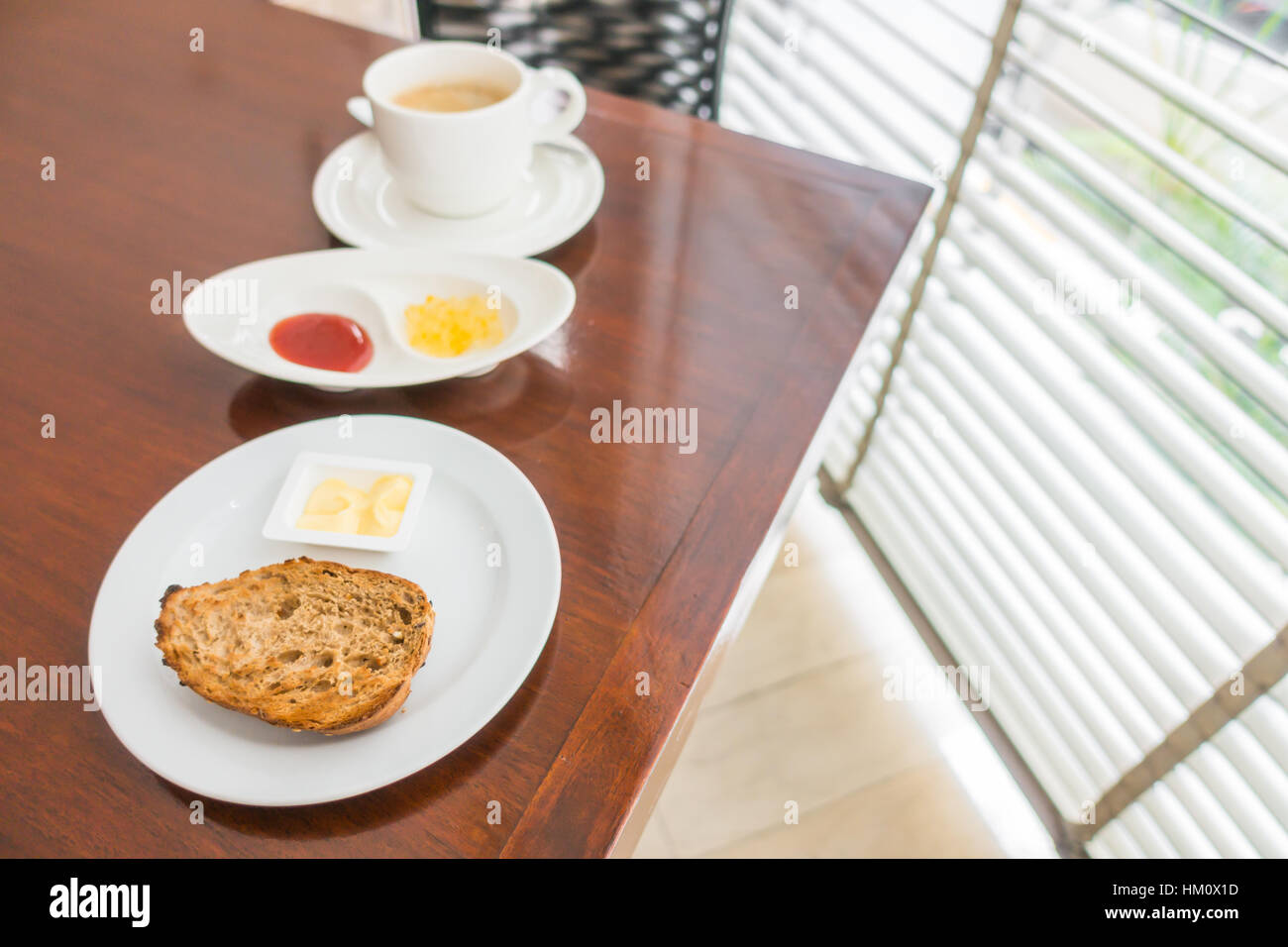 Breakfast with toast and coffee Stock Photo - Alamy
