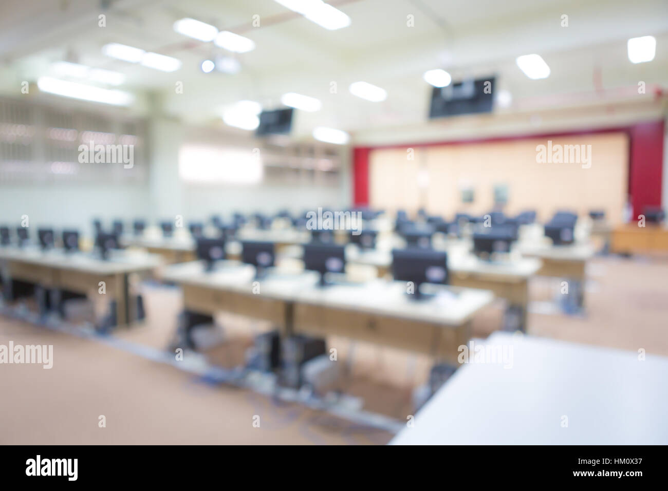 Abstract blur Empty computer room Stock Photo - Alamy