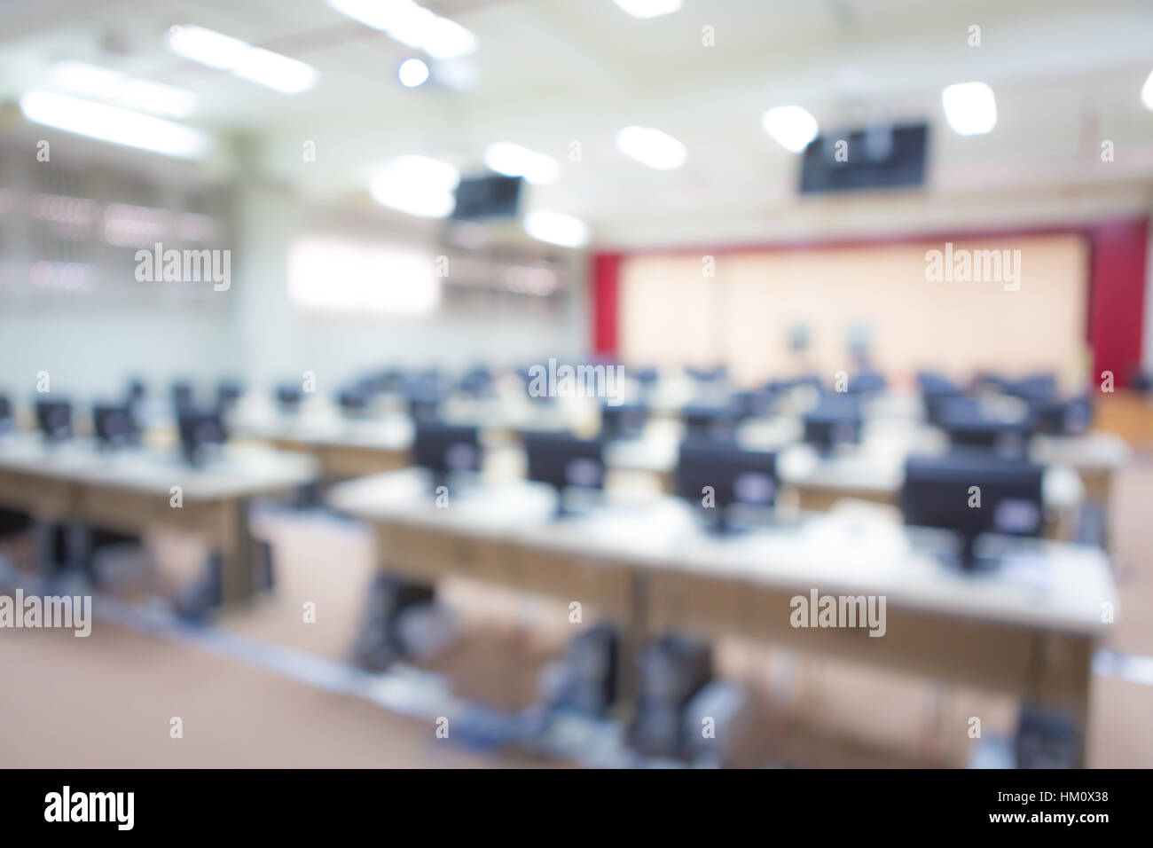 Abstract blur Empty computer room Stock Photo - Alamy