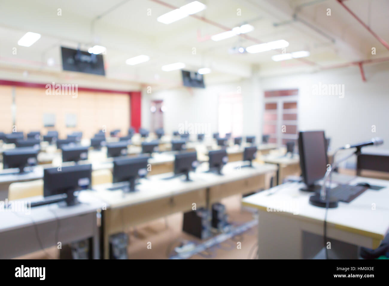 Abstract blur Empty computer room Stock Photo - Alamy
