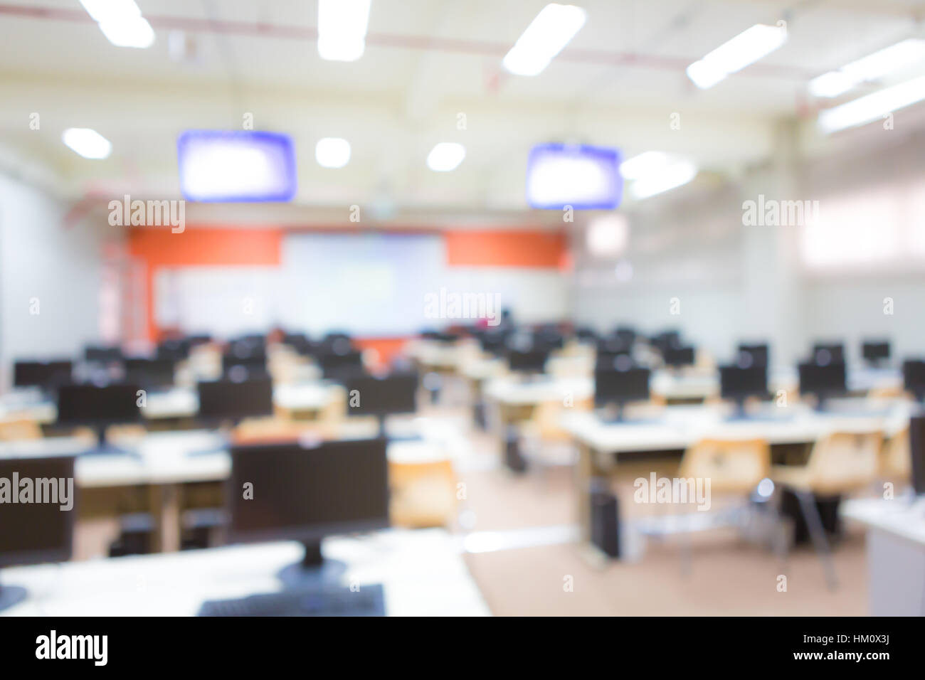 Abstract blur Empty computer room Stock Photo - Alamy