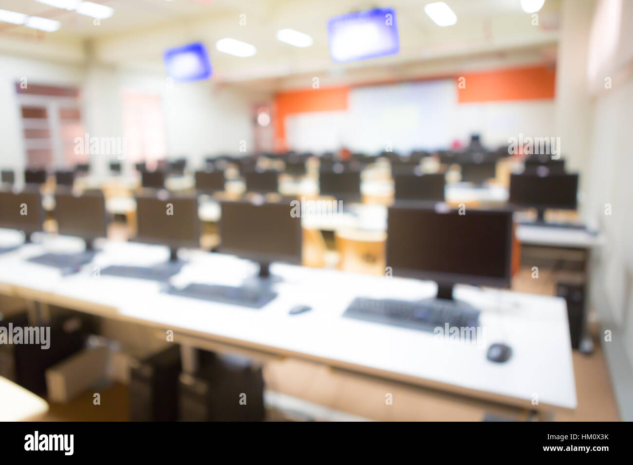 Abstract blur Empty computer room Stock Photo - Alamy