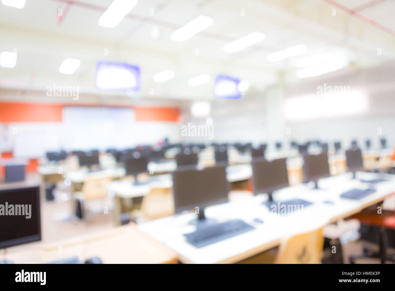 Abstract blur Empty computer room Stock Photo - Alamy