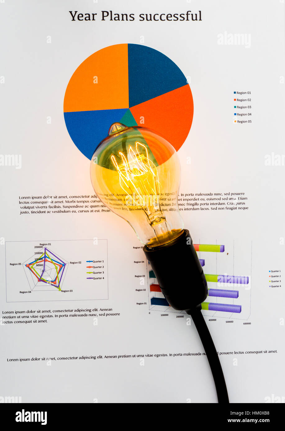 Light bulb with business graph Stock Photo - Alamy