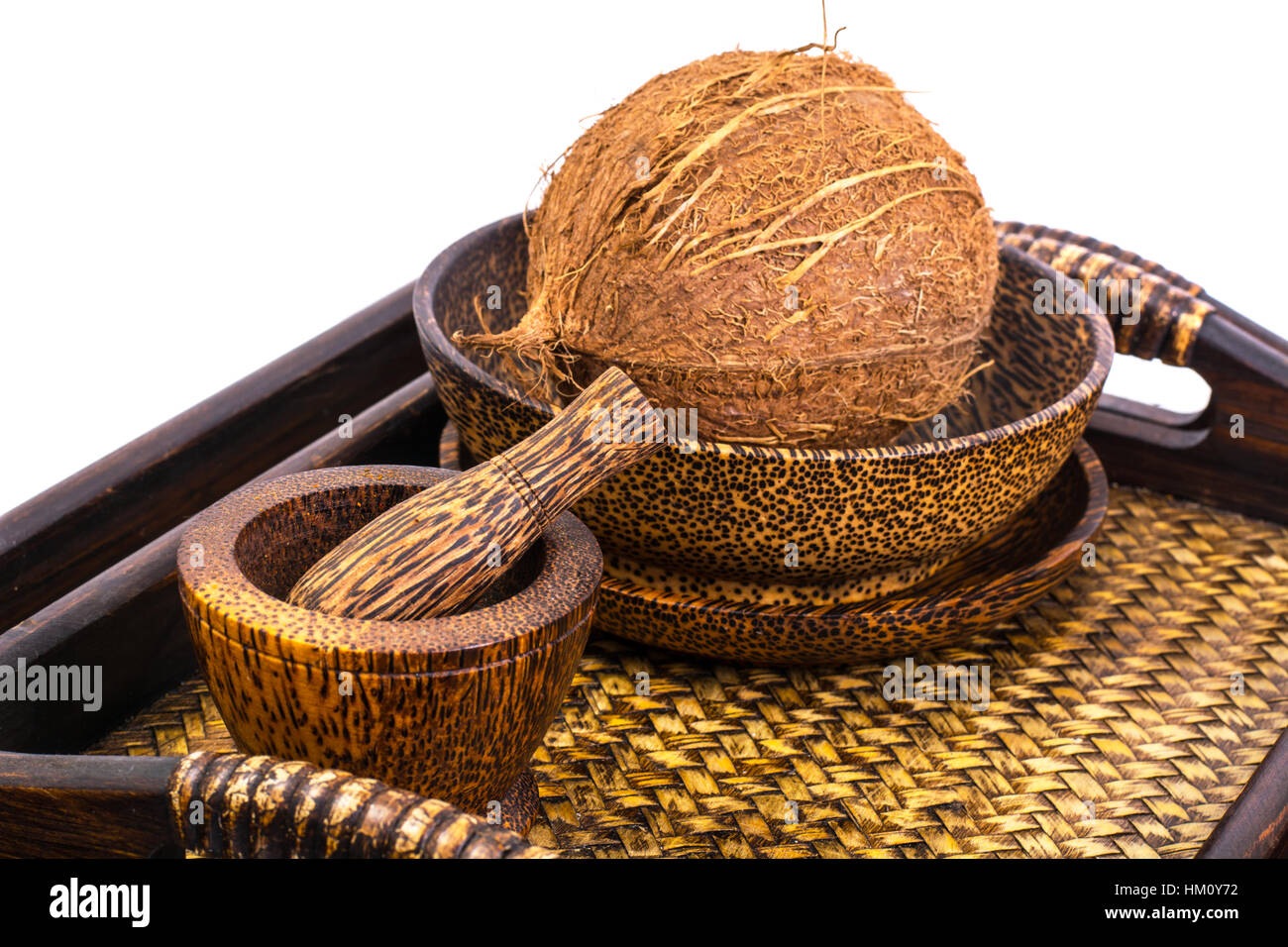 Kitchen utensils made from coconut Stock Photo - Alamy