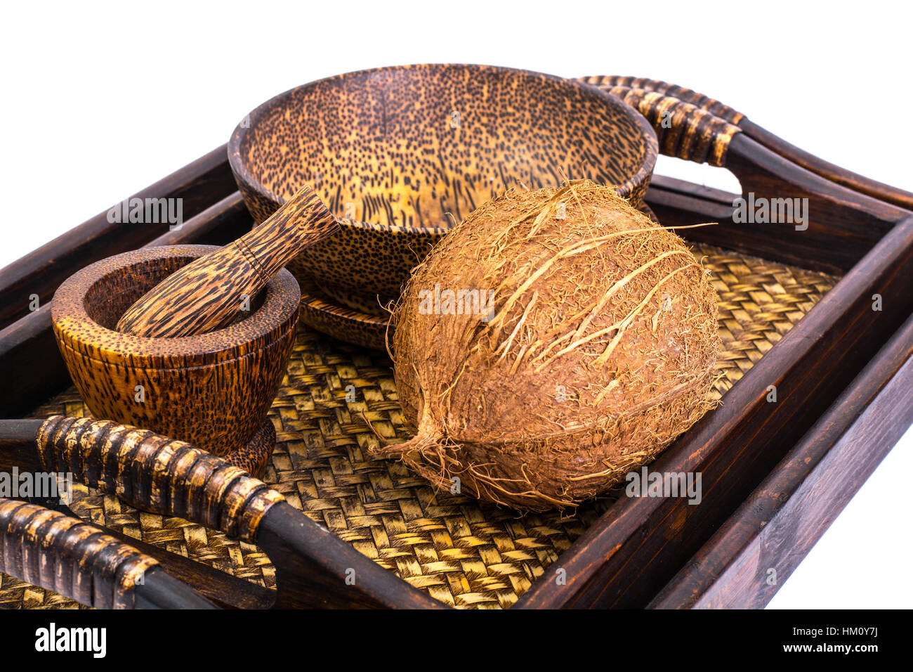 Kitchen utensils made from coconut Stock Photo - Alamy