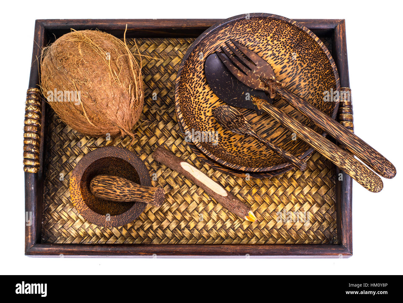 Kitchen utensils made from coconut Stock Photo - Alamy