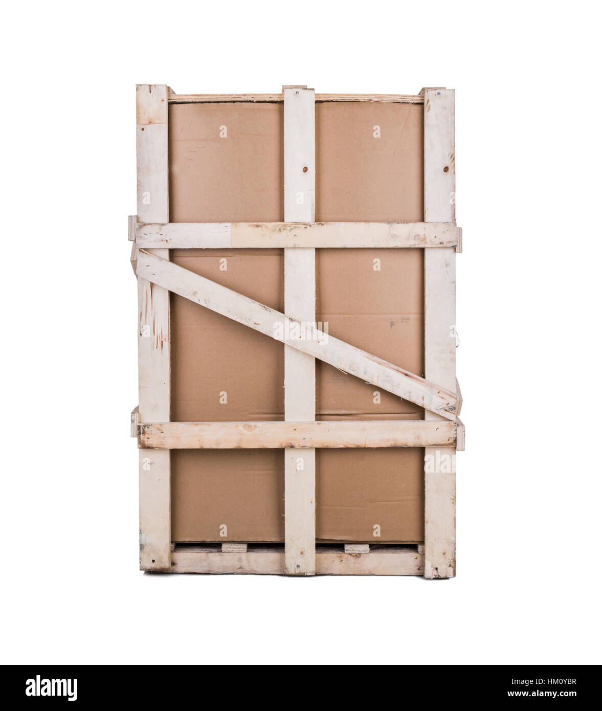 Cardboard boxes with wooden reinforcement Stock Photo - Alamy